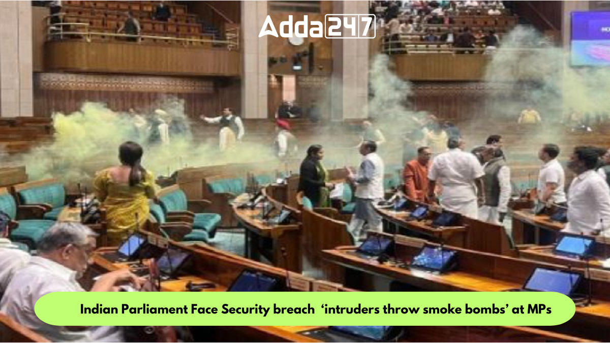 Indian Parliament Face Security Breach 'intruders throw smoke bombs' at MPs