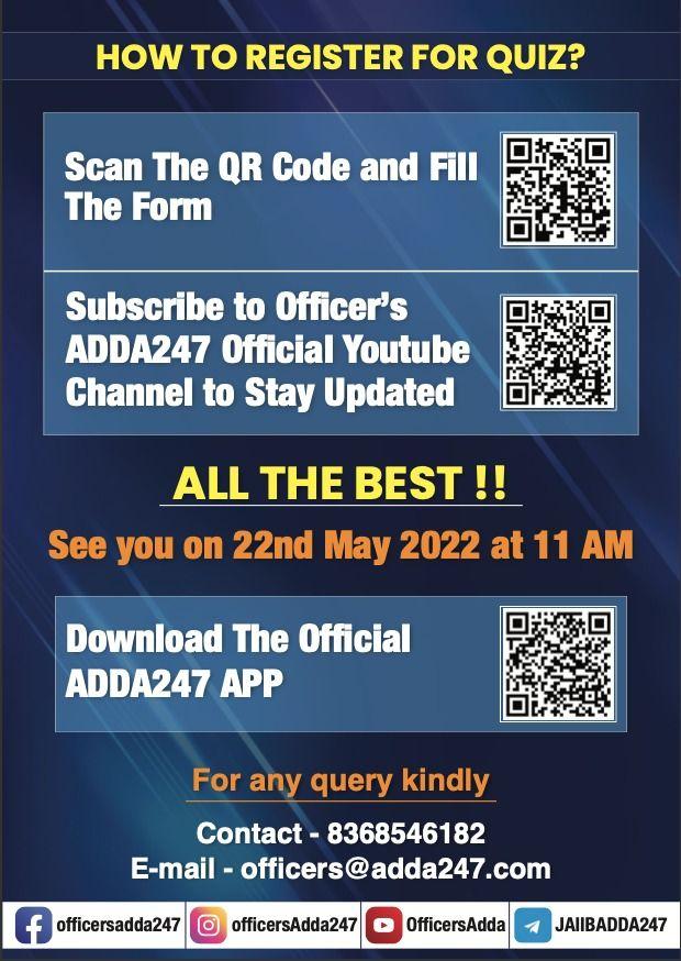 The Big Inter Bank Quiz on Officers Adda247 Youtube Channel on 22nd May ...