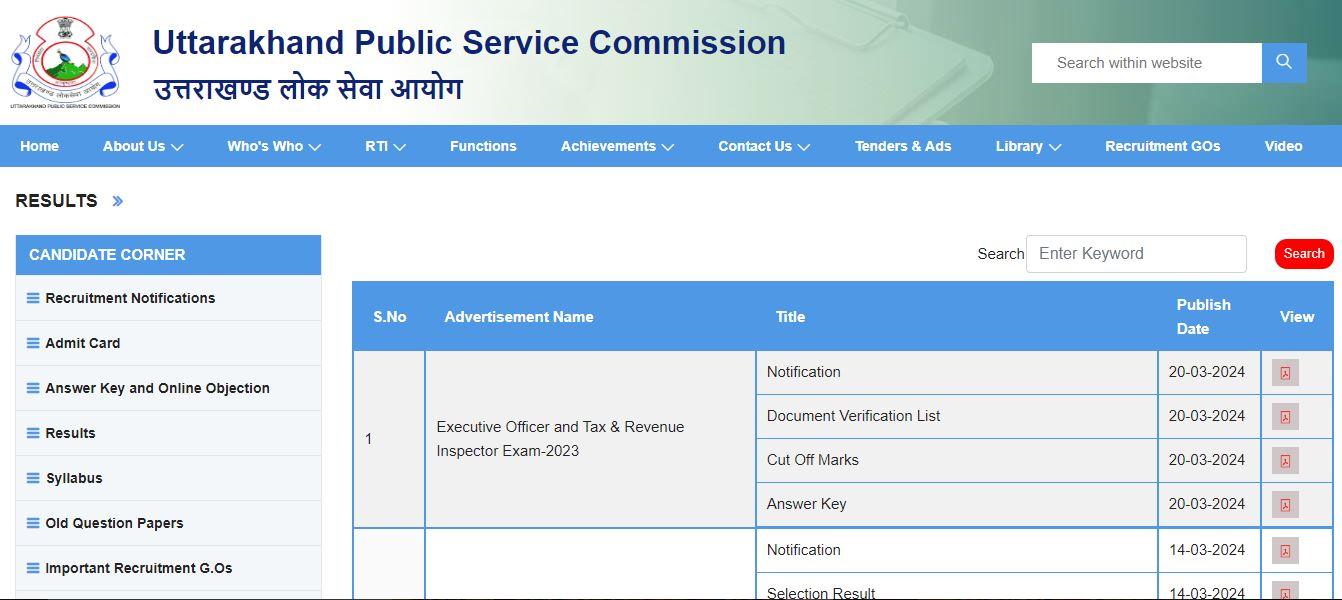 UKPSC Executive Officer Final Result 2024 Out UKPSC Executive Officer Final Result 2024 Out